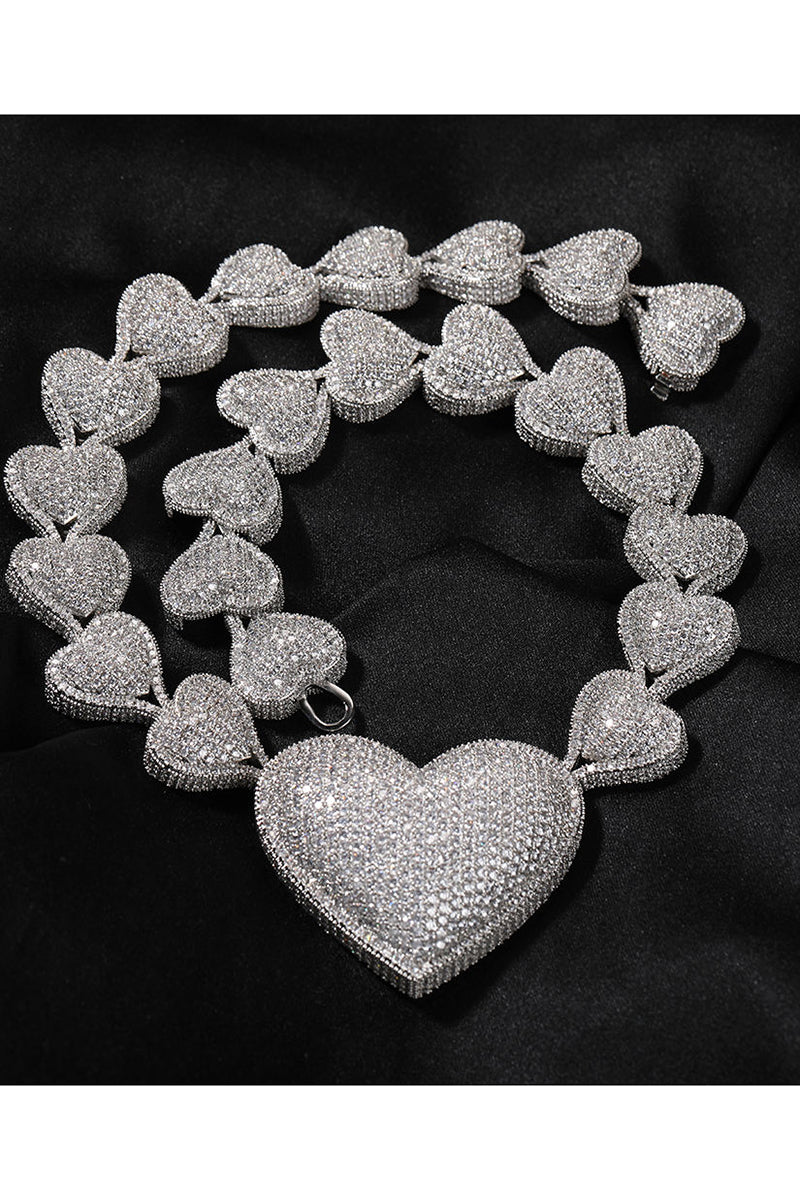 Hip Hop Heart Full Iced Out Necklace(Ships Same Day) - Luxiiva