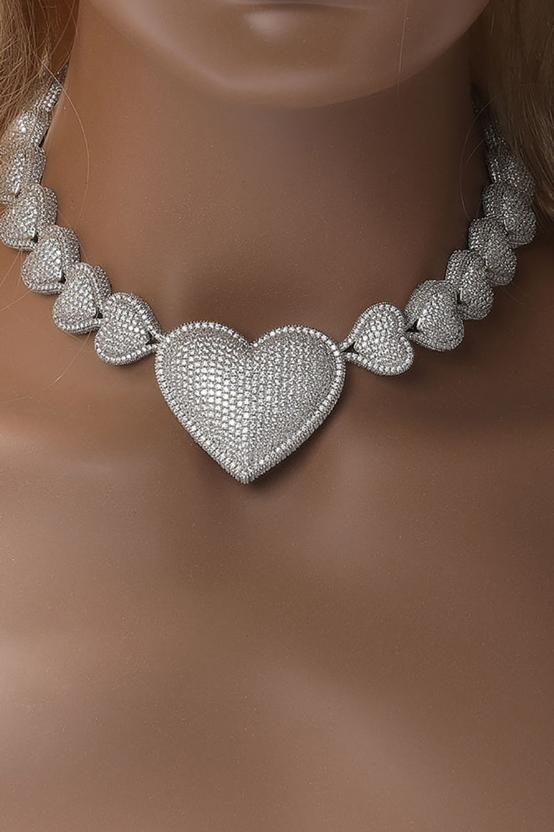 Hip Hop Heart Full Iced Out Necklace(Ships Same Day) - Luxiiva